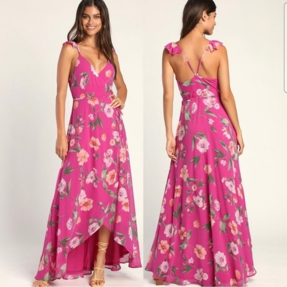 Lulus | Dresses | Lulus Floral Lace Up High Low Maxi Dress | Poshmark
